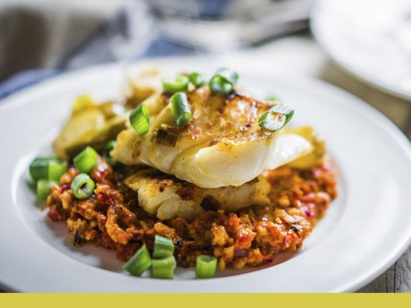 Recette colin d'alaska sauce Romesco, colin surgelé, dos de colin d ...